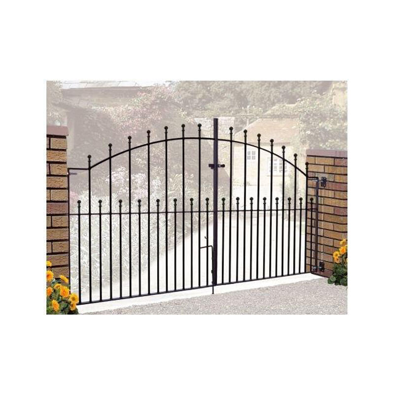 Manor Ball Top Arched Double Driveway Gate - Solid Steel - Fits Gap of ...