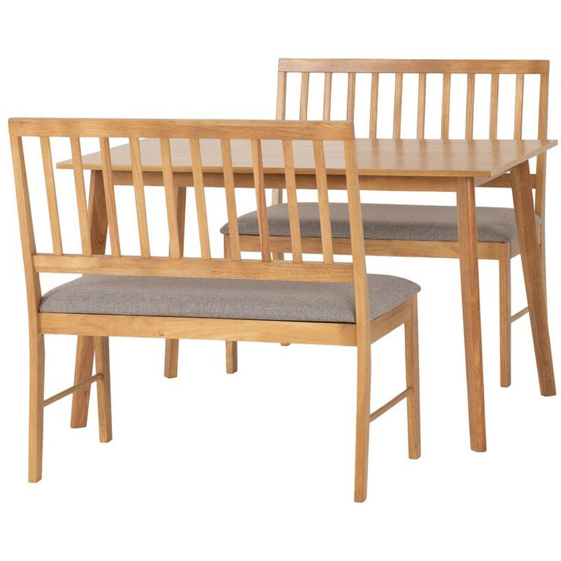 Austin 1+2 Indoor Dining Bench Set - Oak Effect/Grey Fabric