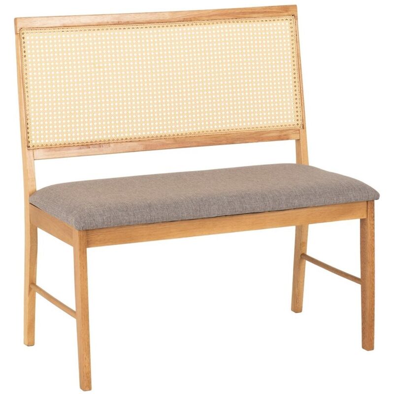 Ellis Indoor Dining Bench - L52 x W89 x H92.5 cm - Oak Effect/Grey Fabric
