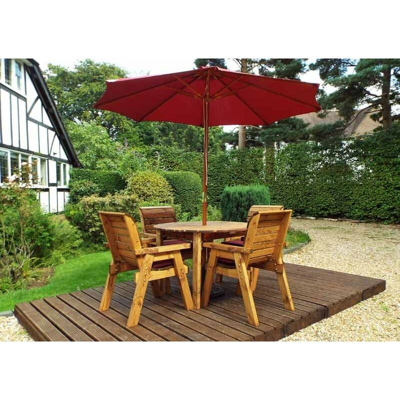 Four Seater Round Table Set with Cushions - W230 x D230 x H98 - Fully ...