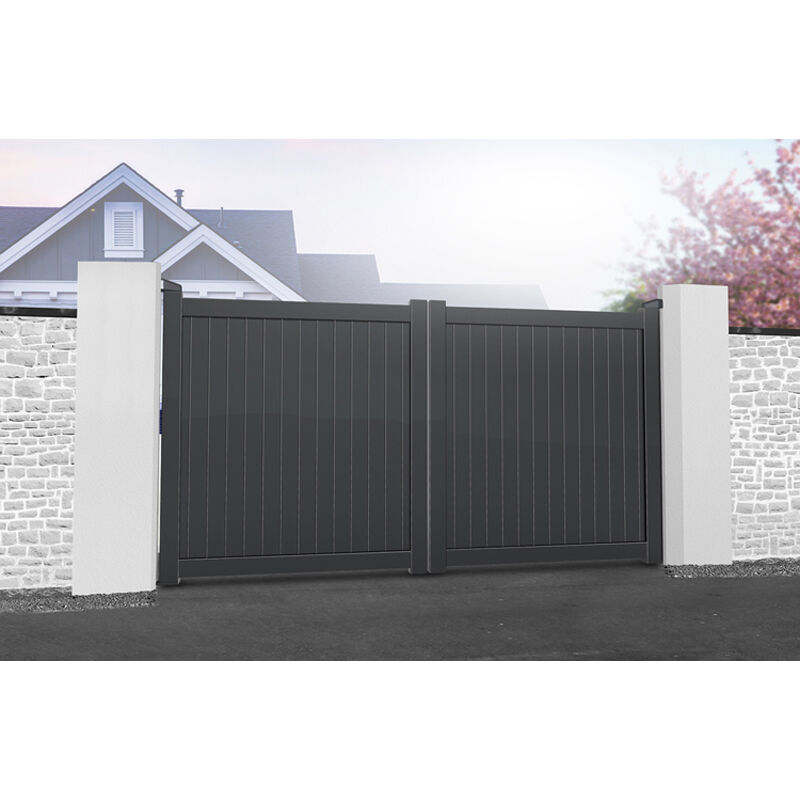 Double Swing Gate 3000x2000mm - Aluminium - Vertical Solid Infill and ...