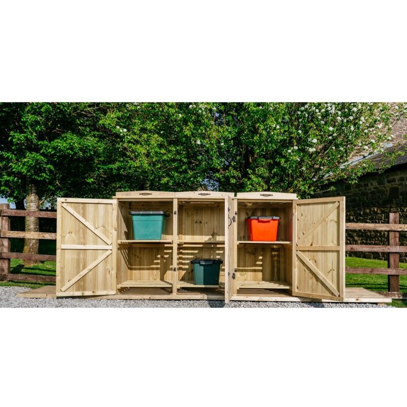 Chatburn 6 Recycle Box Store - Timber - L80.4 x W180.5 x H120 cm - Fits ...
