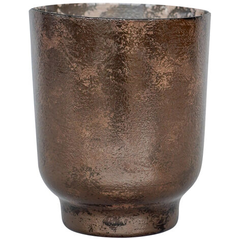 Metallic Bronze Glass Tealight Holder - Glass - L15.5 x W15.5 x H19 cm ...