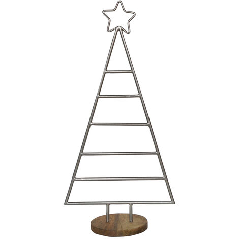 Christmas Tree with Star - Mild Steel/Mango Wood - L15 x W35 x H71 cm ...