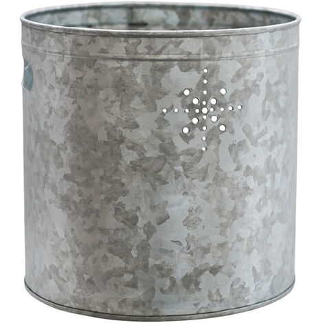 Indoor Christmas Tree Bucket with Star - Galvanized Steel - L28 x W28 x ...