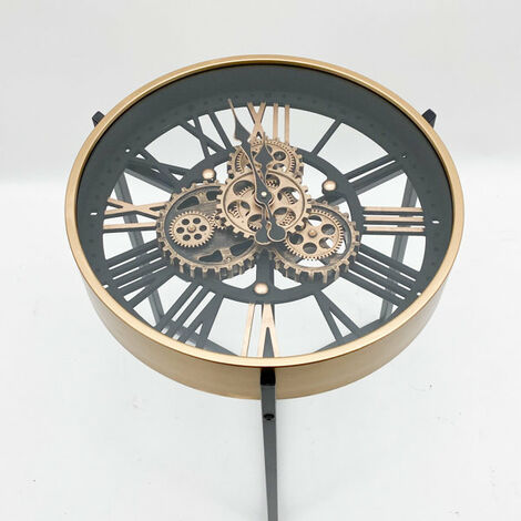 Frame Gear Clock Table - Metal - L49 x W49 x H55 cm - Golden/Black