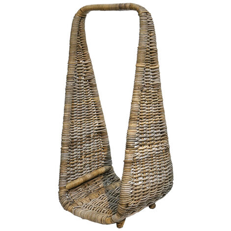 Tall Log Storage - Natural Rattan - L40 x W35 x H90 cm - Brown