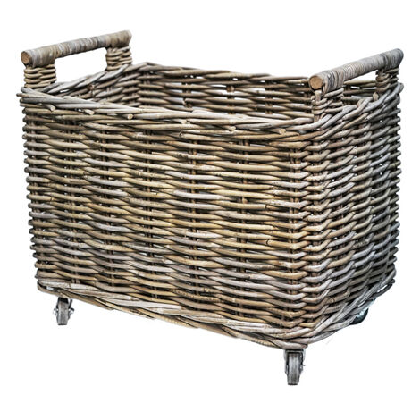 Log Cart - Natural Rattan - L39 x W58 x H49 cm - Brown