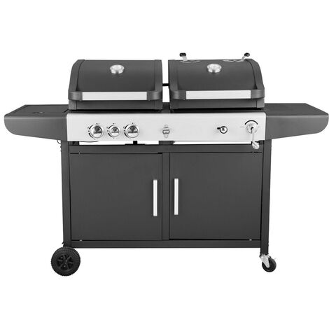 Callow Large Dual Fuel BBQ Grill - Steel - L170 x W57 x H112 cm - Black