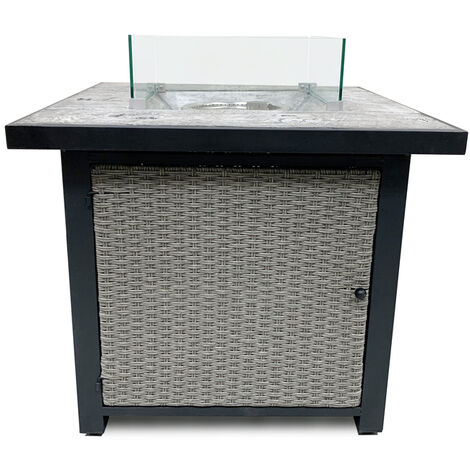 Tepro Gas Firepit Table Top Fireplace - MGF - L83 x W83 x H26 cm - Grey