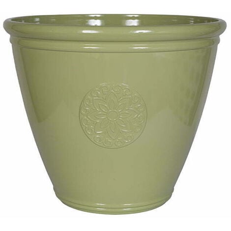 45cm Large Eden Emblem Plant Pot - Plastic - L45 x W45 x H38 cm - Green
