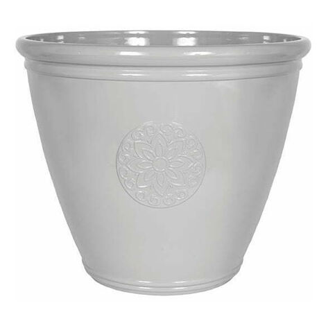 40cm Small Eden Emblem Plant Pot - Plastic - L40 x W40 x H30 cm - Grey