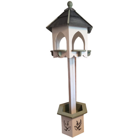 Alderton Large Bird Table with Planter, Slate Roof - L65 x W65 x H215 cm