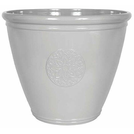 45cm Large Eden Emblem Plant Pot - Plastic - L45 x W45 x H38 cm - Grey