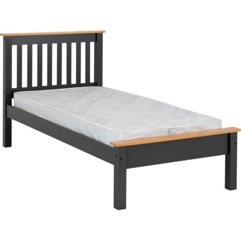 Monaco 3 Feet Bed Low Foot End - L204 x W102.5 x H102.5 cm - Grey/Oak ...