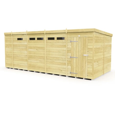17 x 8 Feet Pent Security Shed - Single Door - Wood - L231 x W492 x H201 cm