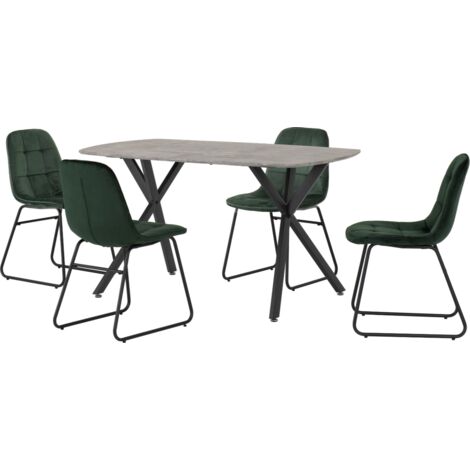 Athens Rectangular Dining Set with Lukas Chairs - Concrete Effect/Black ...
