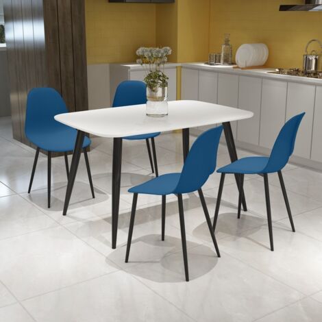 Aspen Tapered Legs Rectangular Dining Table and 4 Curve Plastic Seat ...
