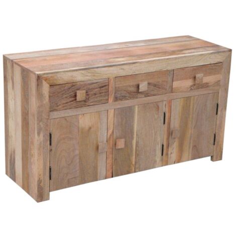 Dakota 3 Door 3 Drawer Sideboard - Mango Wood - L45 x W135 x H76 cm - Light Finish