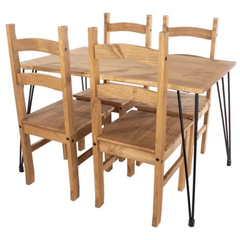 Augusta 1180 mm Rectangular Dining Table with 4 Corona Dining Chairs ...