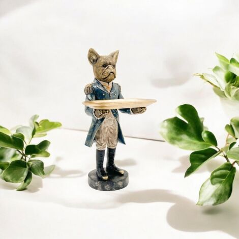 Bulldog Waiter Decorative Ornament - L23 x W27 x H50 cm