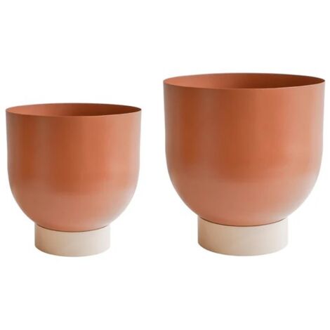 Austin Dual Metal Planters (Set of 2) - Mild Steel - Rhubarb