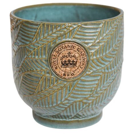 Kew Leaf Embossed Cork Planter - Ceramic - L18 x W18 x H18 cm - Moss
