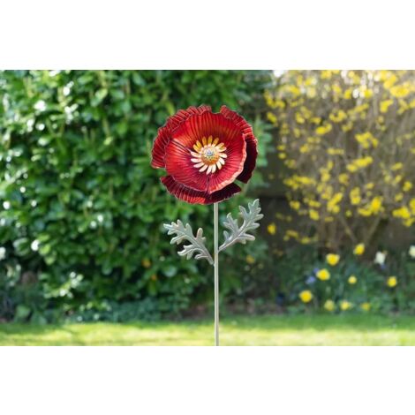 Poppy Garden Ornament - Steel - Red