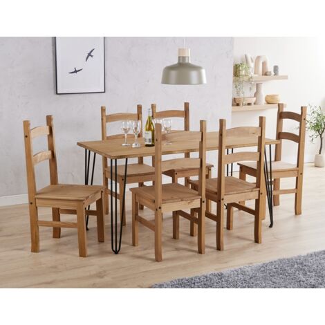 Augusta Large Round Dining Table with 6 Corona Dining Chairs - MDF ...
