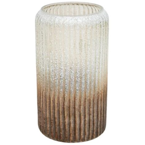 Verre Frosted Ribbed Vase - Glass - L14.5 x W14.5 x H25 cm - Gold