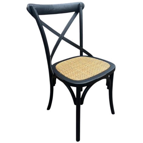 French Cross Back Chair - Wood - L46 x W49 x H88 cm - Black