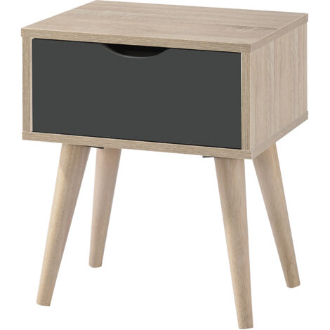 Scandi Oak Lamp Table - MDF - L36 x W40 x H49.6 cm - Grey