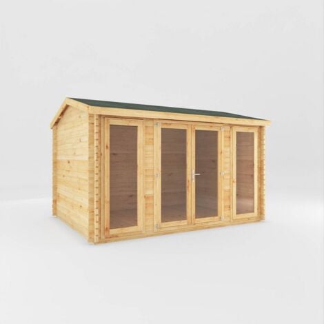 4 x 3 m Home Office Studio Log Cabin - 44 mm - Timber - L314.2 x W403.6 ...