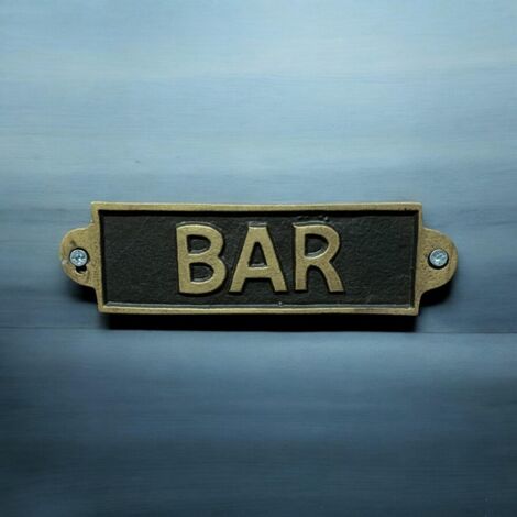"Bar" - Wall Sign - Metal - L1 x W15 x H6 cm - Black