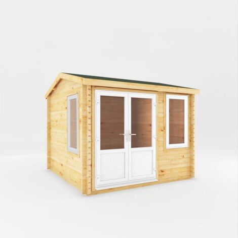 3 x 3 m Home Office Elite Log Cabin - 44 mm - Timber - L314.3 x W303.2 ...