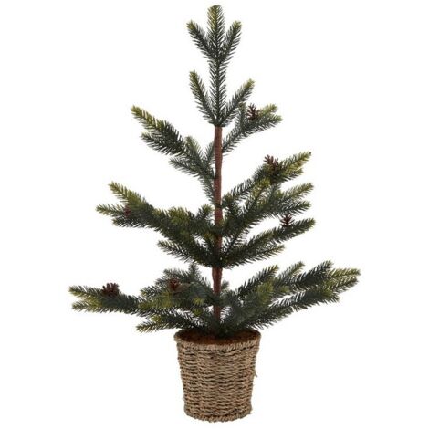 Medium Spruce Tree with Wicker Basket - Plastic - L30 x W30 x H61 cm ...