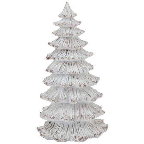 Medium Snowy Fir Tree Sculpture - Resin - L14 x W14 x H25 cm - White