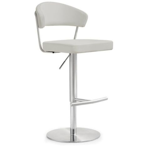 Cosmo Barstool - Stainless Steel/Vegan Leather - L55.9 x W51.1 x H110 cm - Light Grey