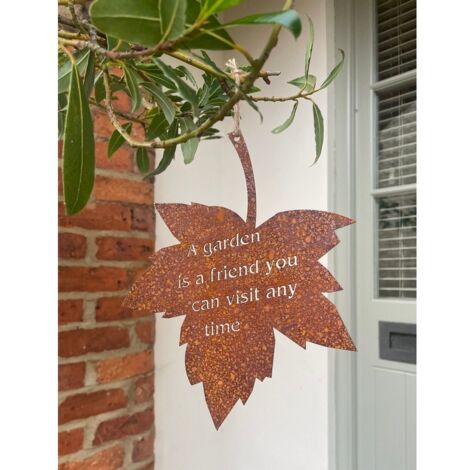 Falling Leaves A Garden Is a Friend Garden Wall Art - W20.3 x H25.4 cm - Bare Metal/Ready to Rust
