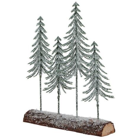 Small Snowy Spindle Tree Quad in Wood Log - Plastic - W18 x H25 cm - Brown
