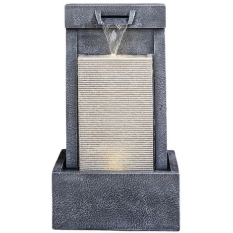 Outdoor Contemporary Cube Water feature - Cement - L47 x W37 x H83 cm ...