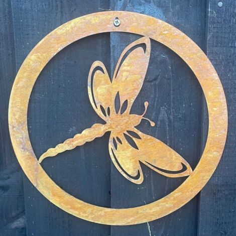 Dragonfly in a Circle Wall Art - Large - H49.5 cm - Black