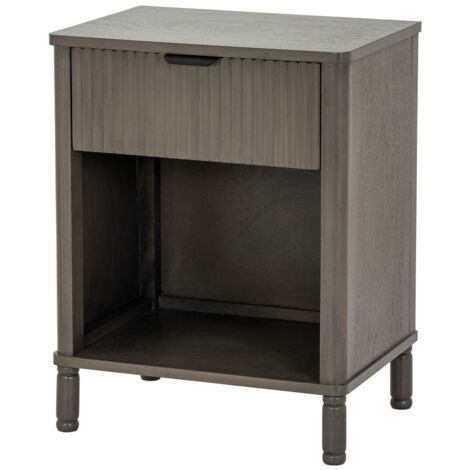 Reed Collection 1 Drawer Bedside Cabinet - Wood - L33 x W45 x H58 cm ...