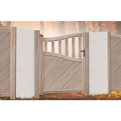 Pedestrian Gate 900x2200mm Wood - Diagonal Solid Infill and Bell-Curved Top