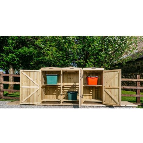 Chatburn 6 Recycle Box Store - Timber - L80.4 x W180.5 x H120 cm - Fits ...