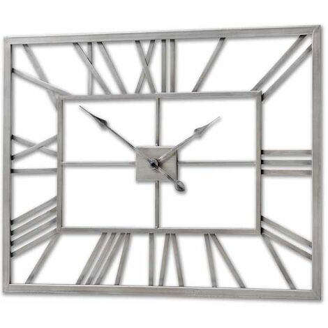 Rectangular Skeleton Wall Clock - Metal - L4 x W80 x H60 cm - Silver