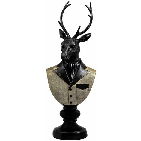 Charles The Stag Bust - Resin - L6 x W8 x H23 cm - Black/Gold