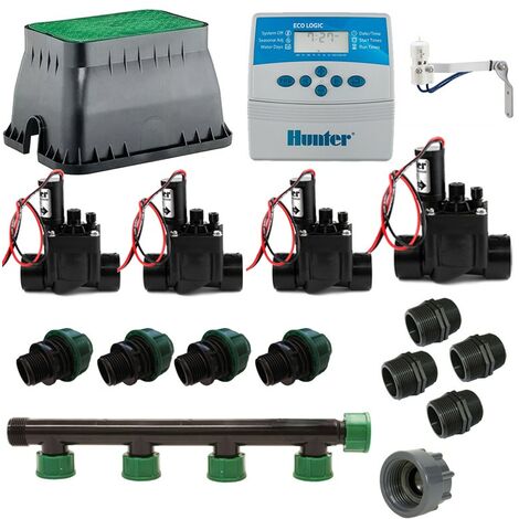 KIT DE RIEGO COMPLETO 24V CON PROGRAMADOR ELECTRICO ECO LOGIC HUNTER DE ...