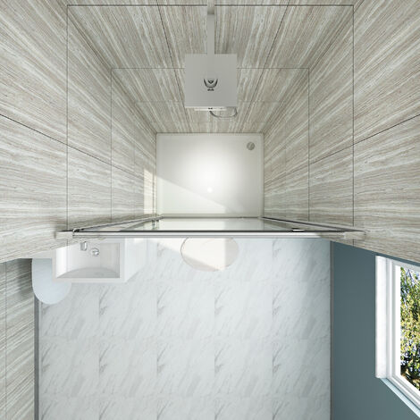 ELEGANT 6mm Safety Glass 1000mm Pivot Shower Door Shower Enclosure with ...