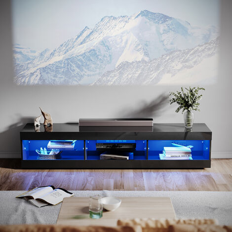 ELEGANT High Gloss LED TV Stand Multi-Light Effect TV Cabinet with ...